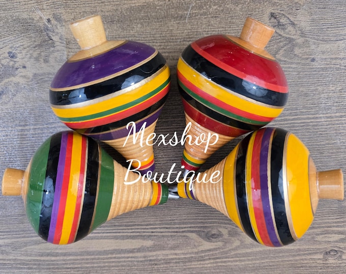 Wooden Spinning Top, Mexican Toy, Handmade Toy, Handcrafted Spinning ...