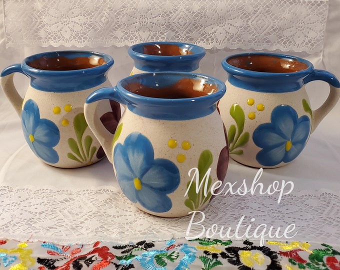 Pair of Beautiful Mexican Jarritos, Color Blue, Hermoso Par De Jarritos ...