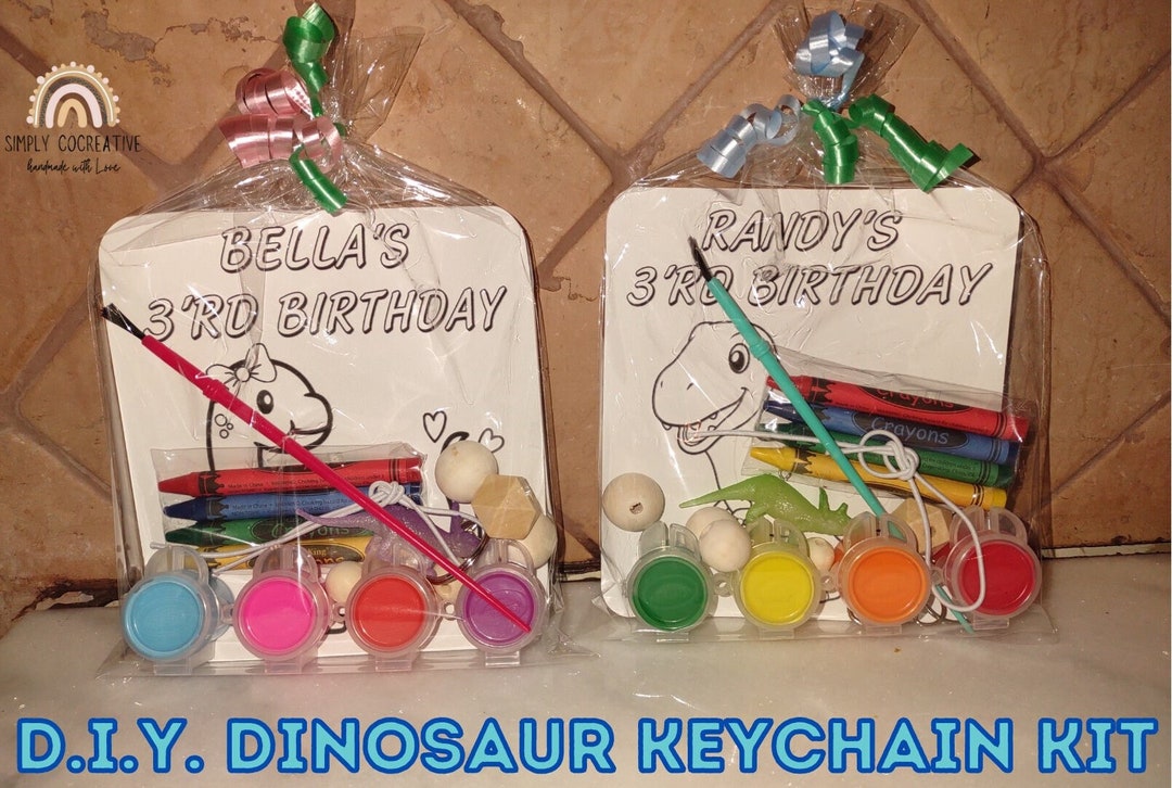 DIY Dinosaur Keychain Kit: Personalized Coloring Page, Party Favor - Etsy