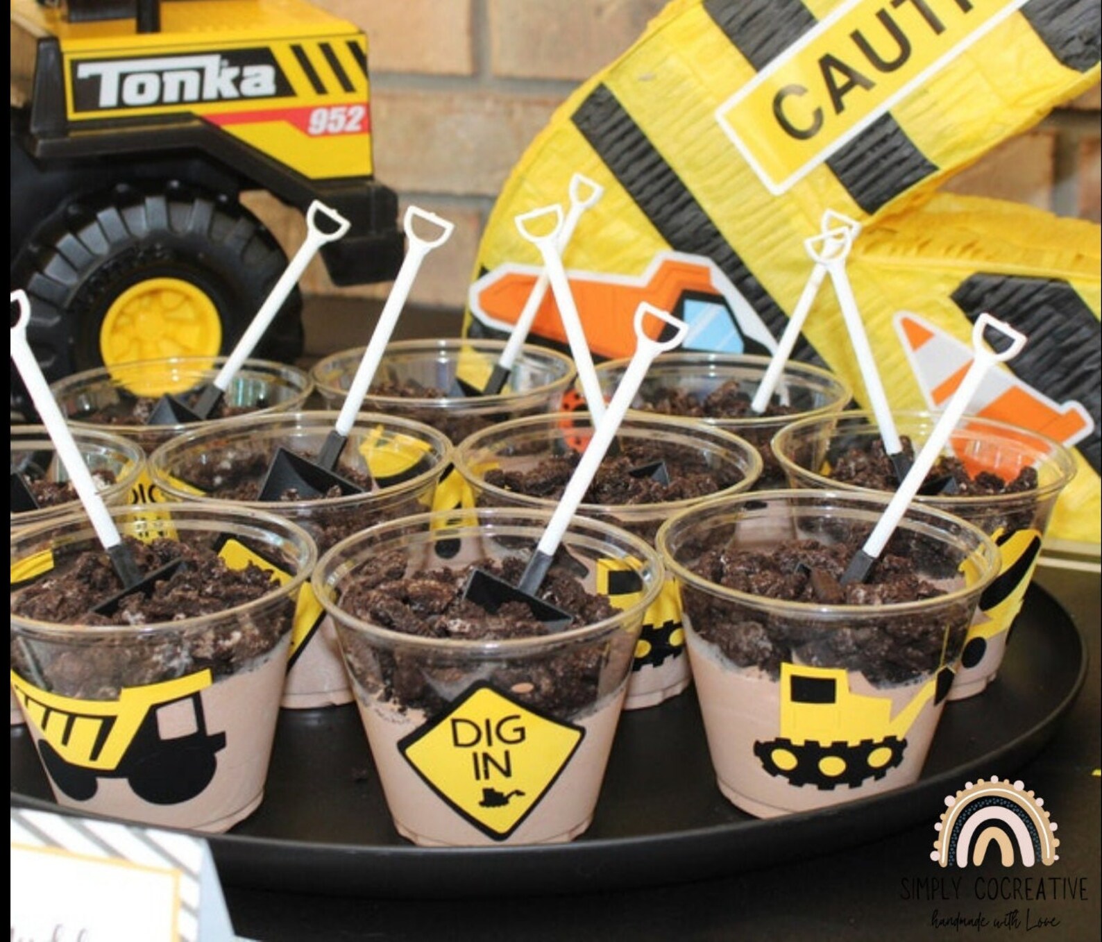 Construction Party Cups With Shovel Spoon Construction - Etsy