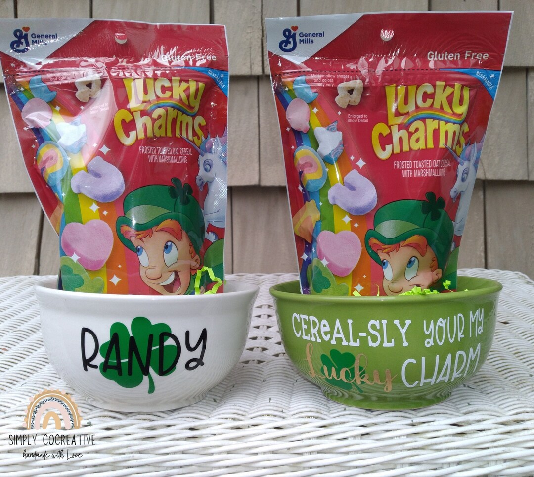 Personalized St. Patrick's Day Cereal Bowl Gift Set With Lucky Charms ...