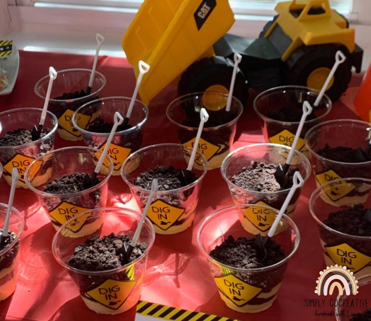 Construction Party Cups With Shovel Spoon Construction - Etsy