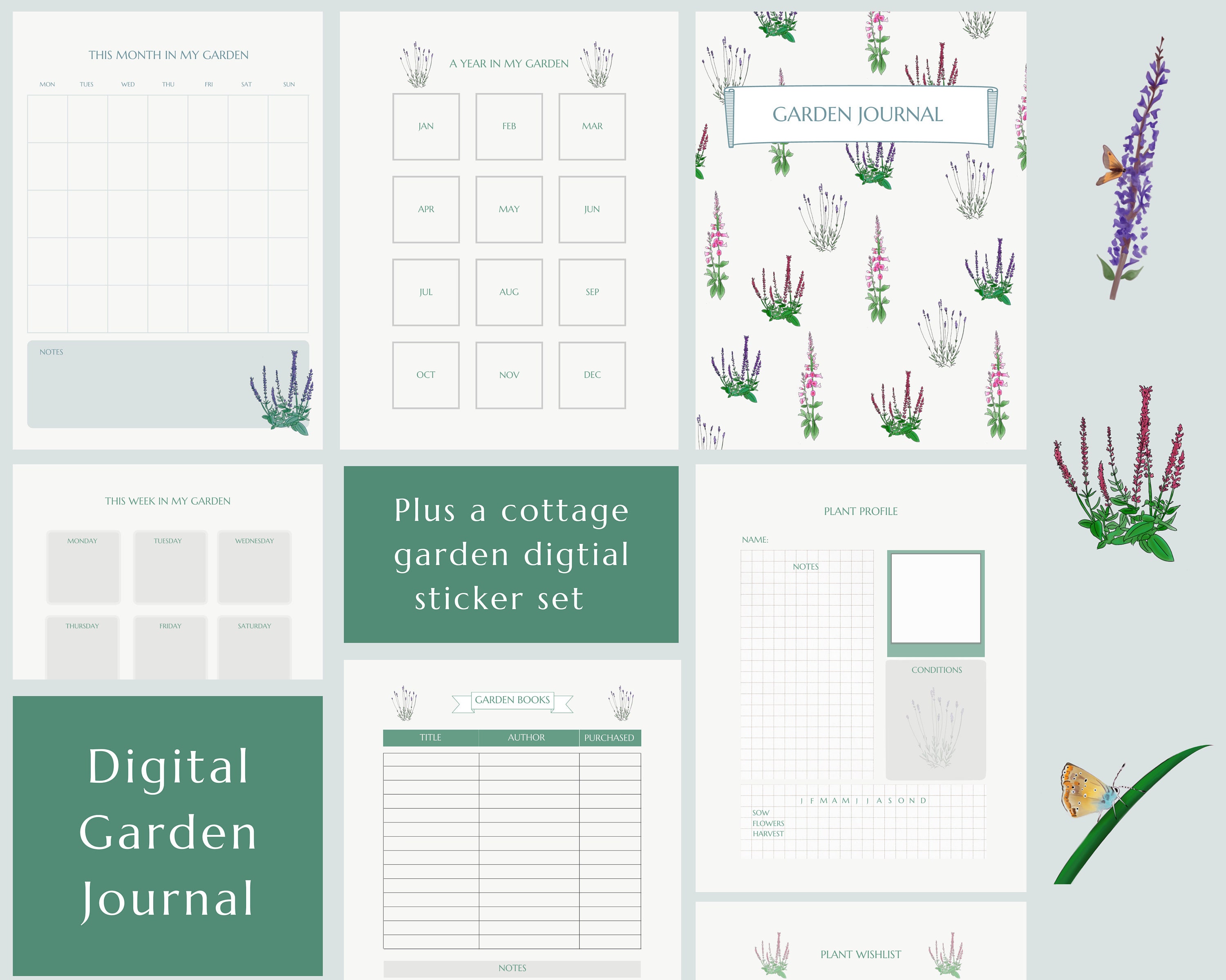 Digital Garden Planner With Stickers for Goodnotes, Digital Journal ...