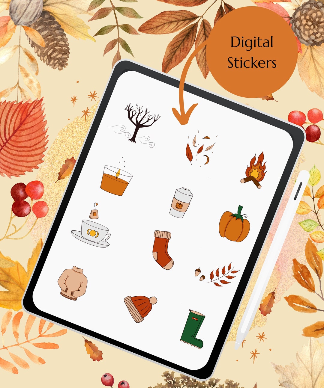 Autumn Digital Stickers (pre Cropped PNG Stickers for Goodnotes ...