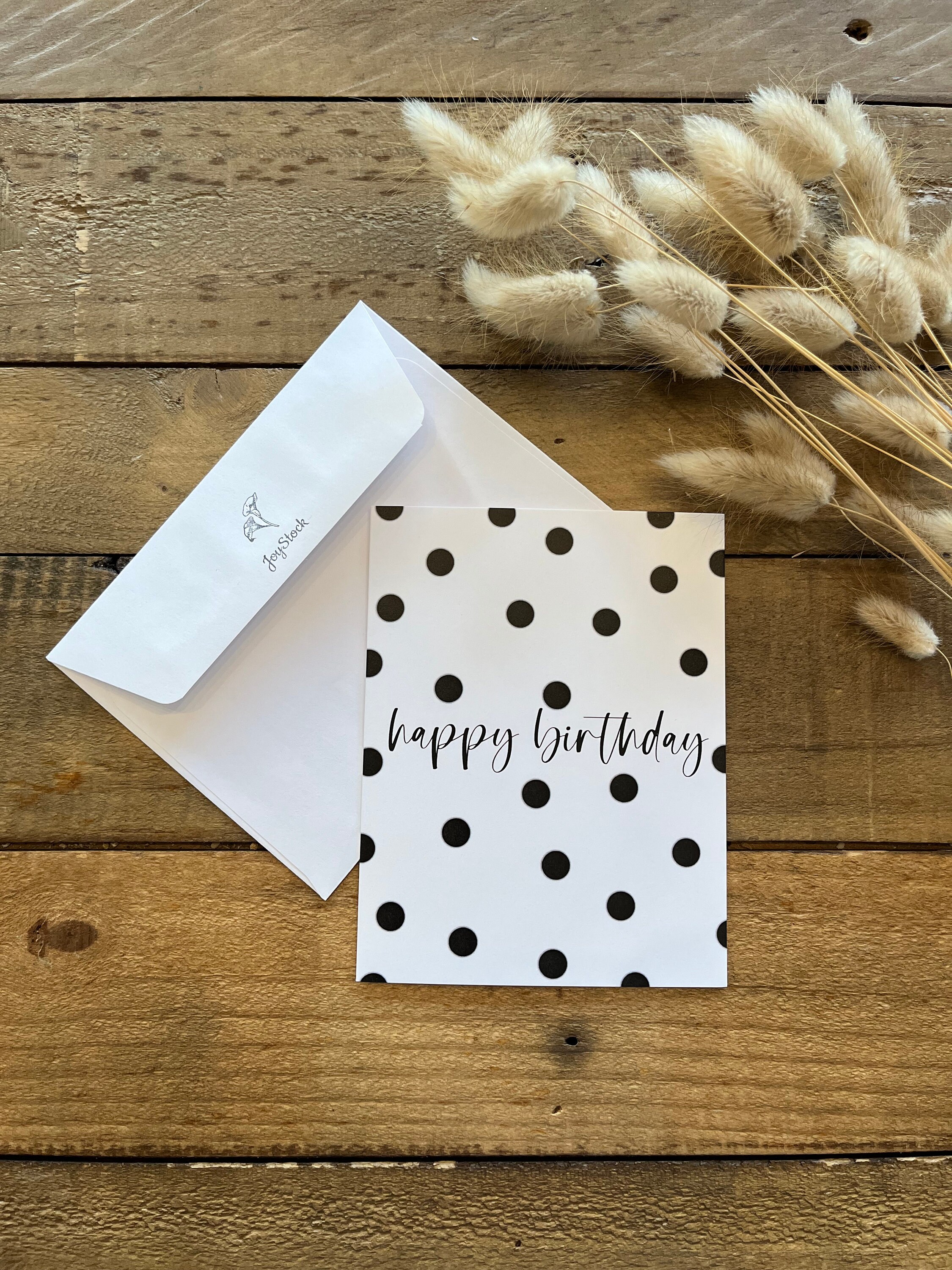 Happy Birthday Polka Dots Greeting Card, Black and White, Handmade ...