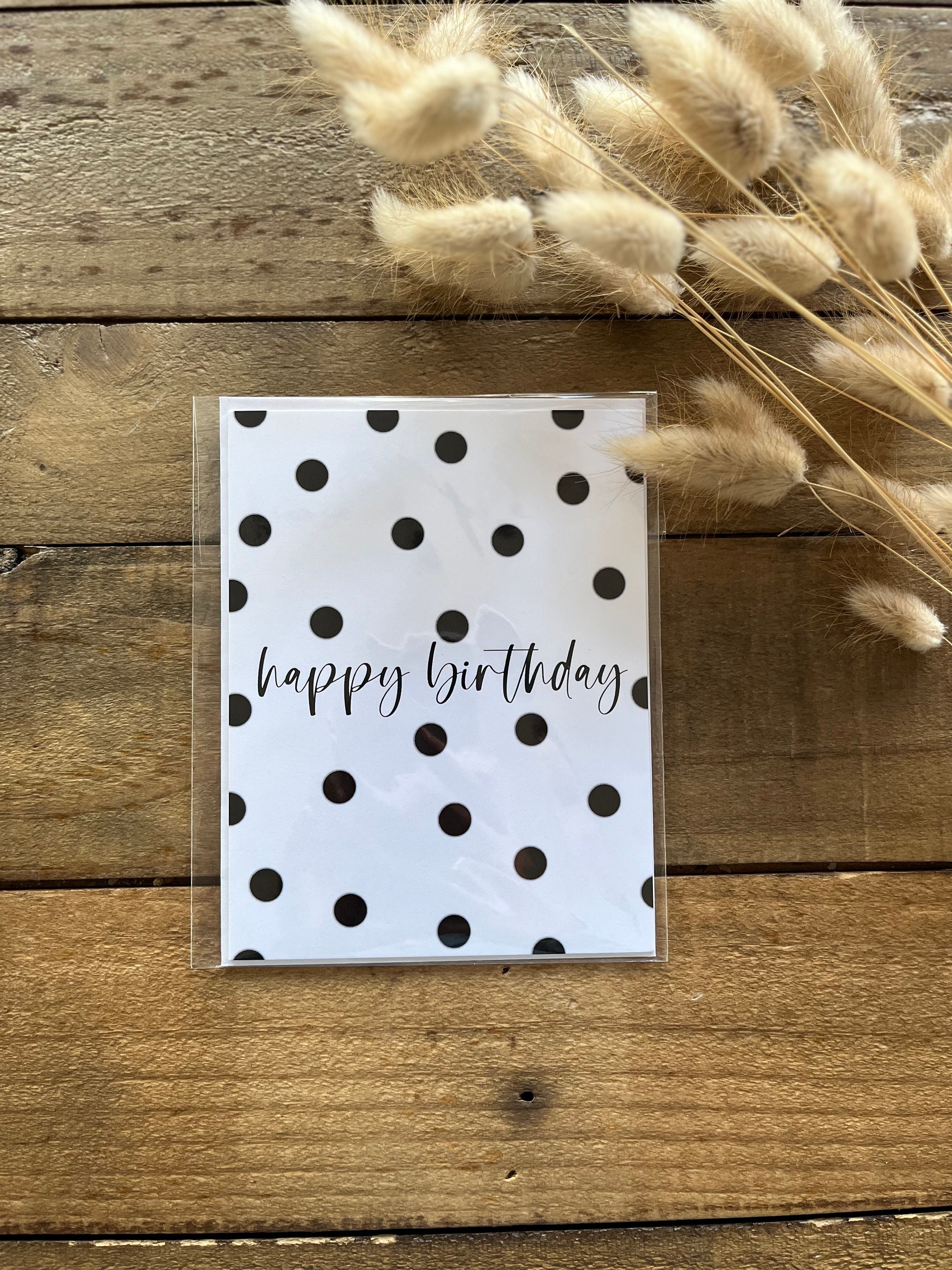Happy Birthday Polka Dots Greeting Card, Black and White, Handmade ...