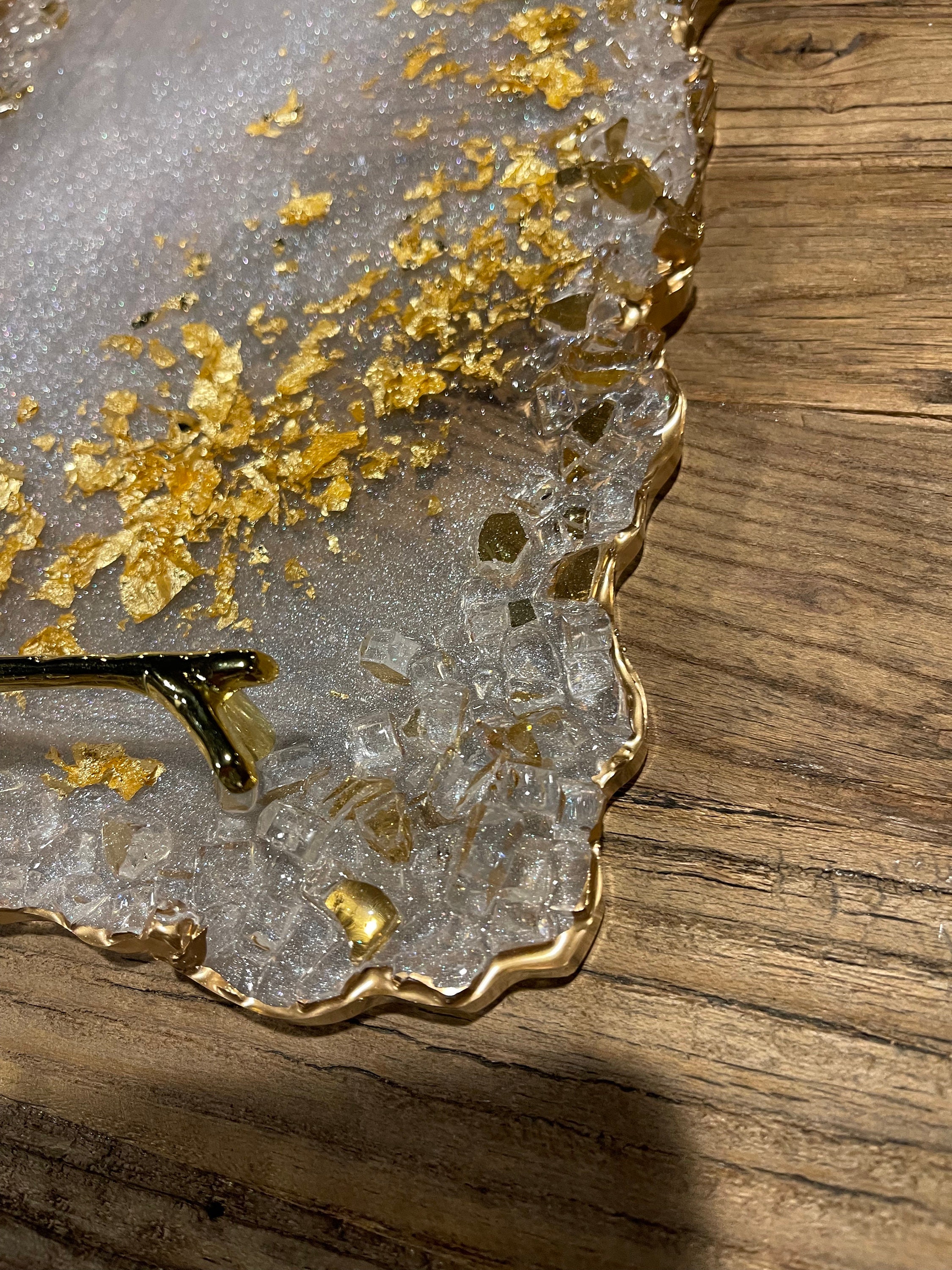 14 X 8 Tray With Reflective Glass Rim - Etsy