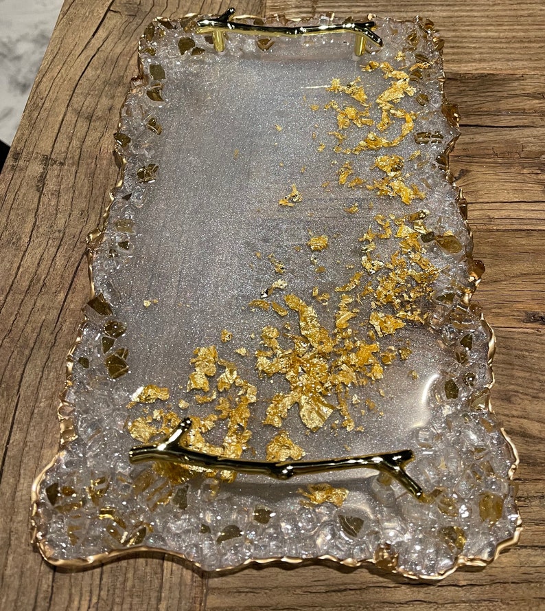 14 X 8 Tray With Reflective Glass Rim - Etsy