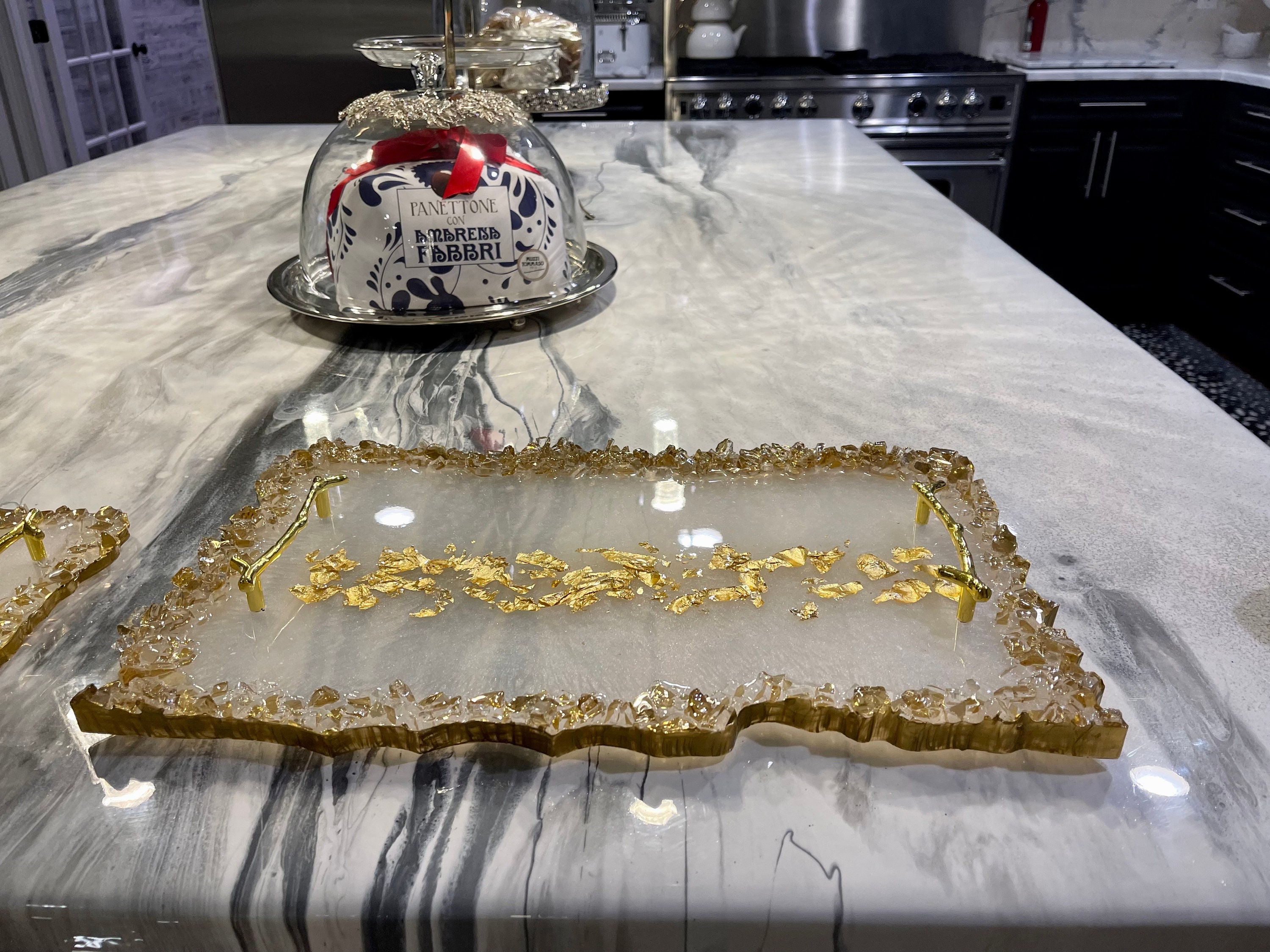 14 X 8 Tray With Reflective Glass Rim - Etsy