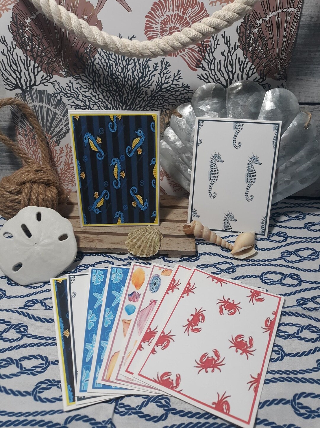 Beach Shells & Sea Life Blank Notecards,handmade Coastal Nautical Notecards, Summer Sea Life ...