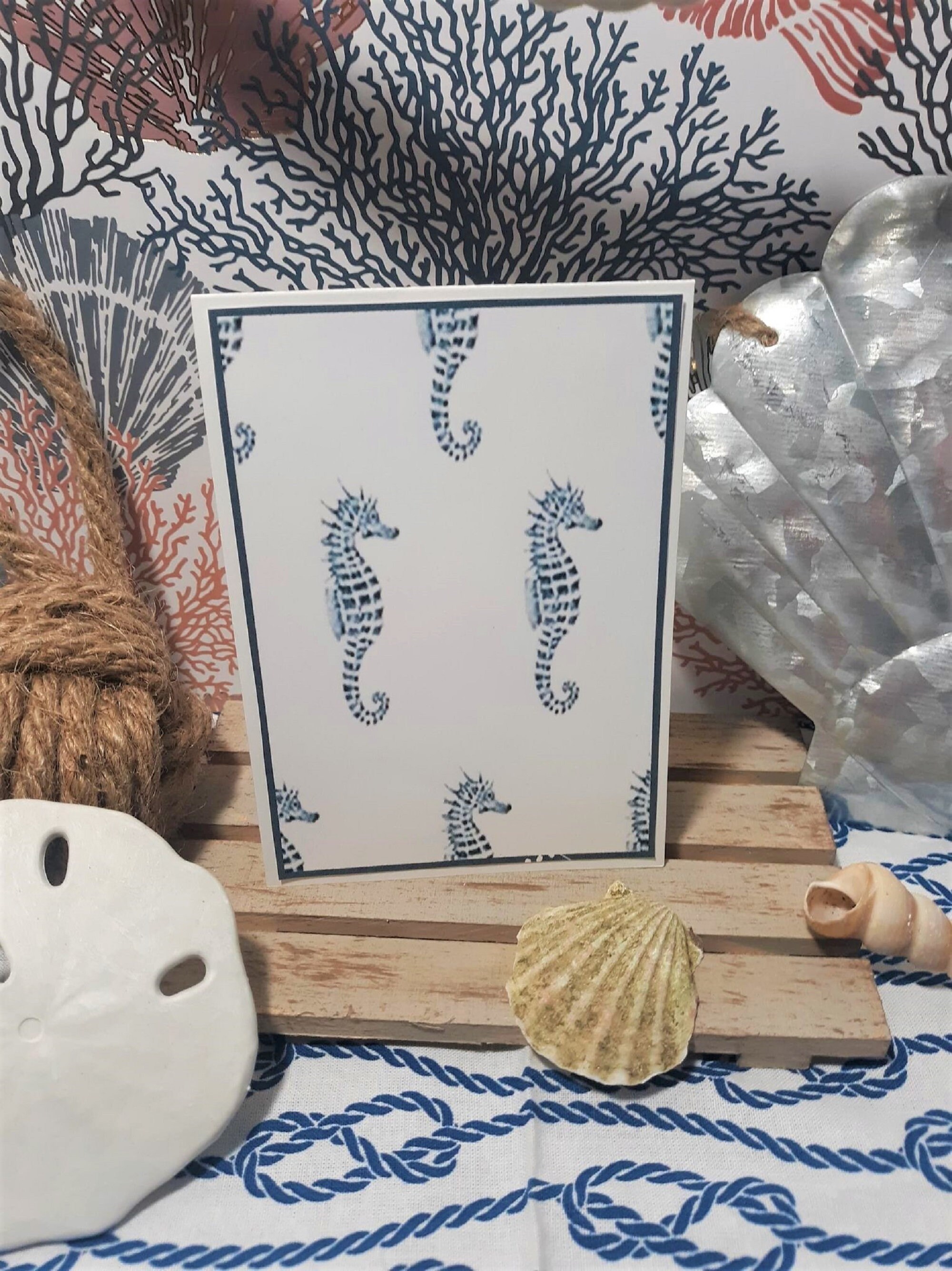 Sea Creatures Blank Notecards Seahorse Seashell Coastal Beach - Etsy