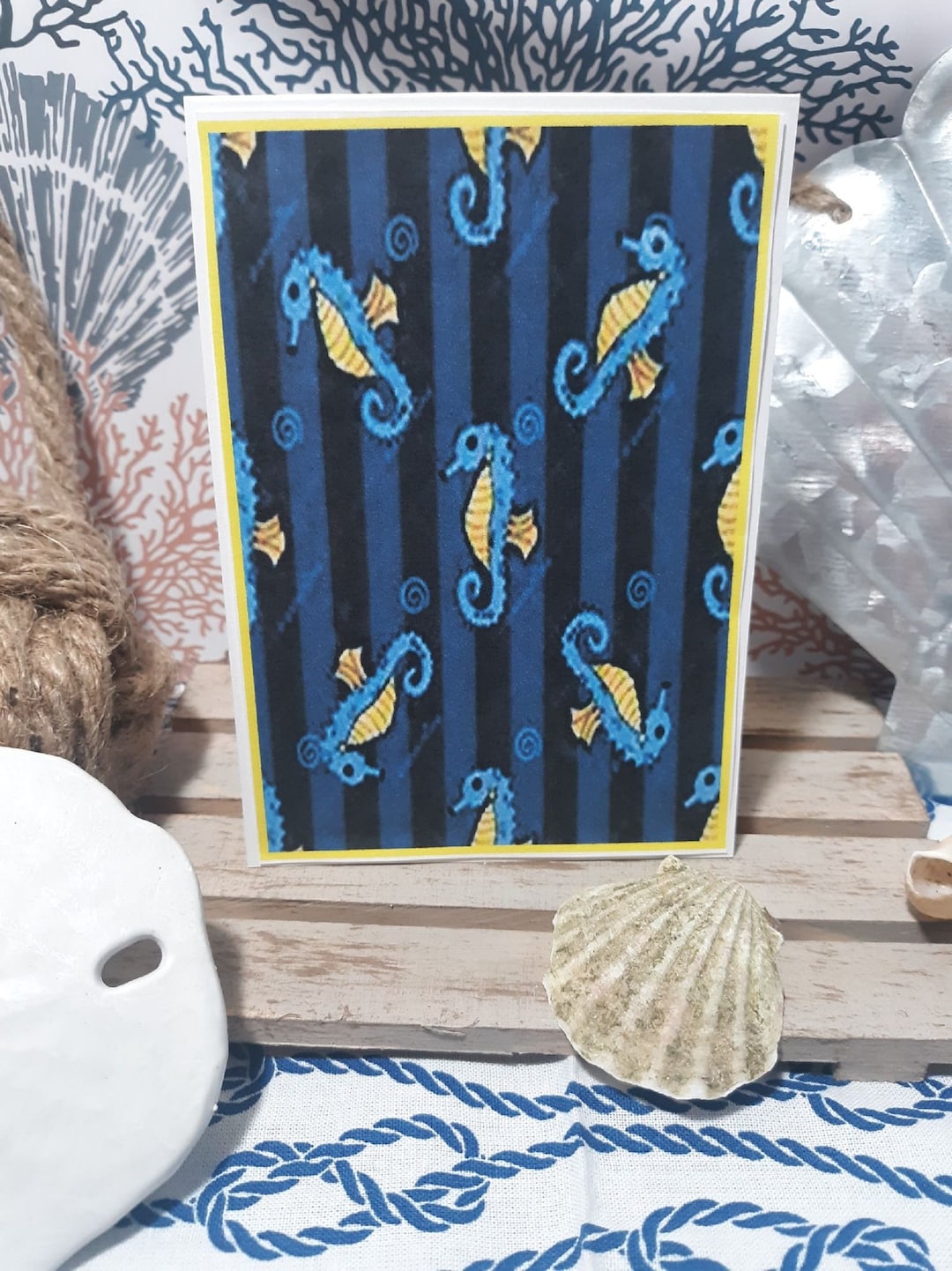 Sea Creatures Blank Notecards Seahorse Seashell Coastal Beach - Etsy