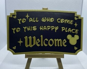 Custom Carved Wooden Sign to All Who Come to This Happy Place, Welcome ...