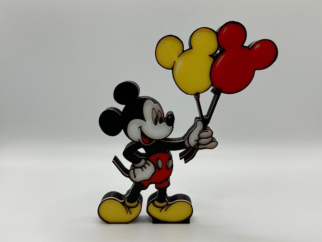 Mickey Mouse With Balloons Standing Decoration 3d Printed - Etsy