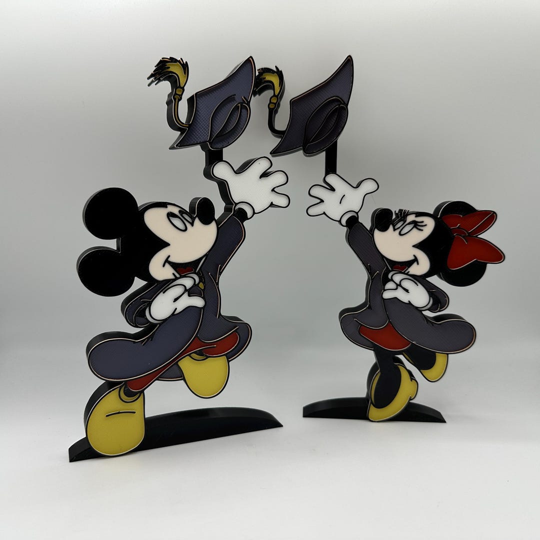 Mickey or Minnie Mouse Graduation Themed Standing Decoration 3d Printed ...