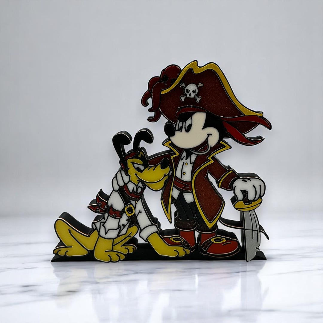 Mickey & Pluto Pirate-themed Decoration – 3d-printed Freestanding ...