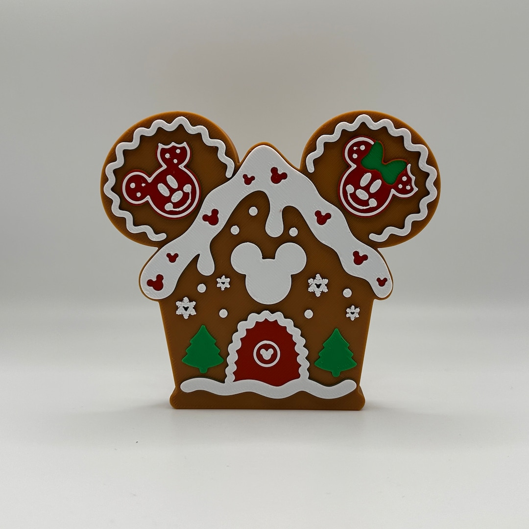 Mickey Ear Gingerbread House Holiday Decoration 3d Printed - Etsy