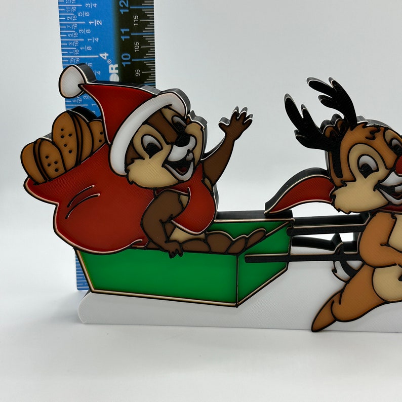 Chip N Dale Santa Sleigh Standing Christmas Decoration 3d Printed - Etsy