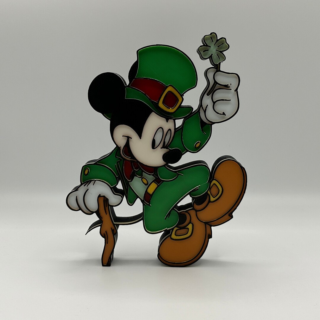 Mickey Mouse Lucky Leprechaun Standing Decoration 3d Printed - Etsy