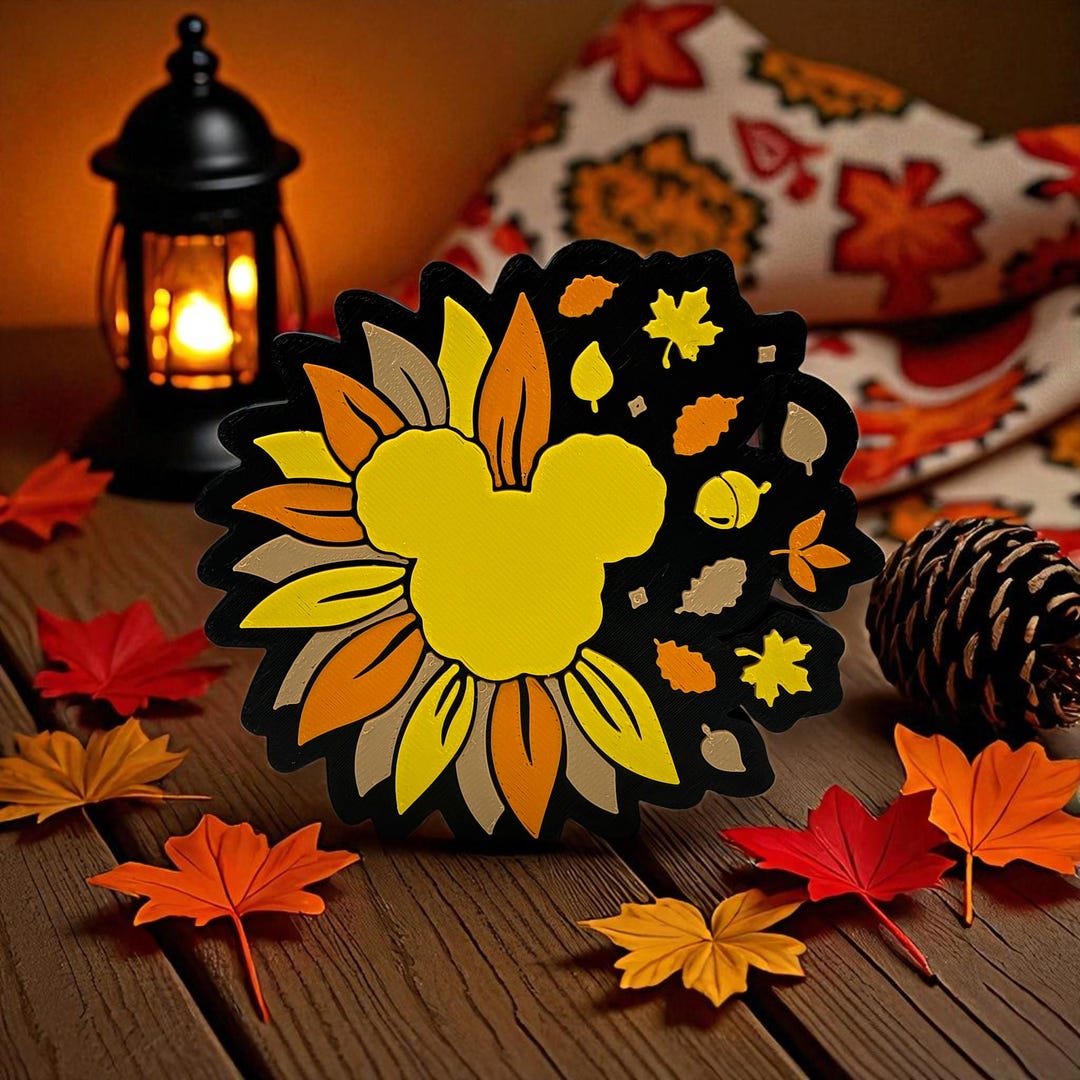 Mickey Themed Fall Sunflower Decoration 3d Printed - Etsy