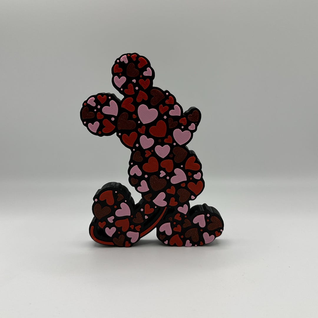Mickey Mouse Heart Silhouette Decoration 3d Printed - Etsy