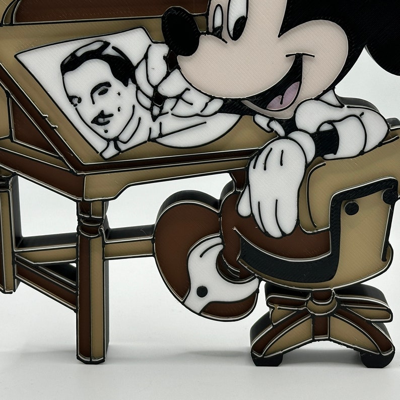 Mickey Drawing Walt Disney Standing Decoration 3D Printed - Etsy