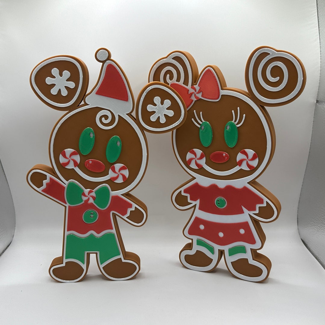 Mickey or Minnie Mouse Gingerbread Christmas Decorations 9.9 Inches ...