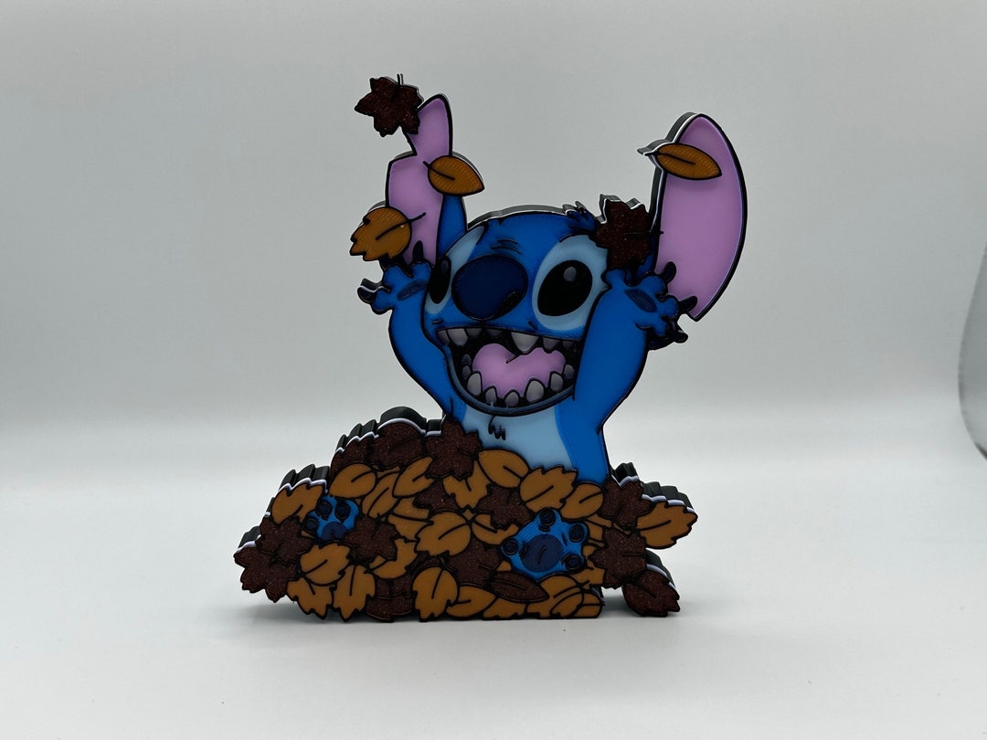 Stitch Fall/autumn Leaf Fun Self Standing Decoration 3d Printed - Etsy