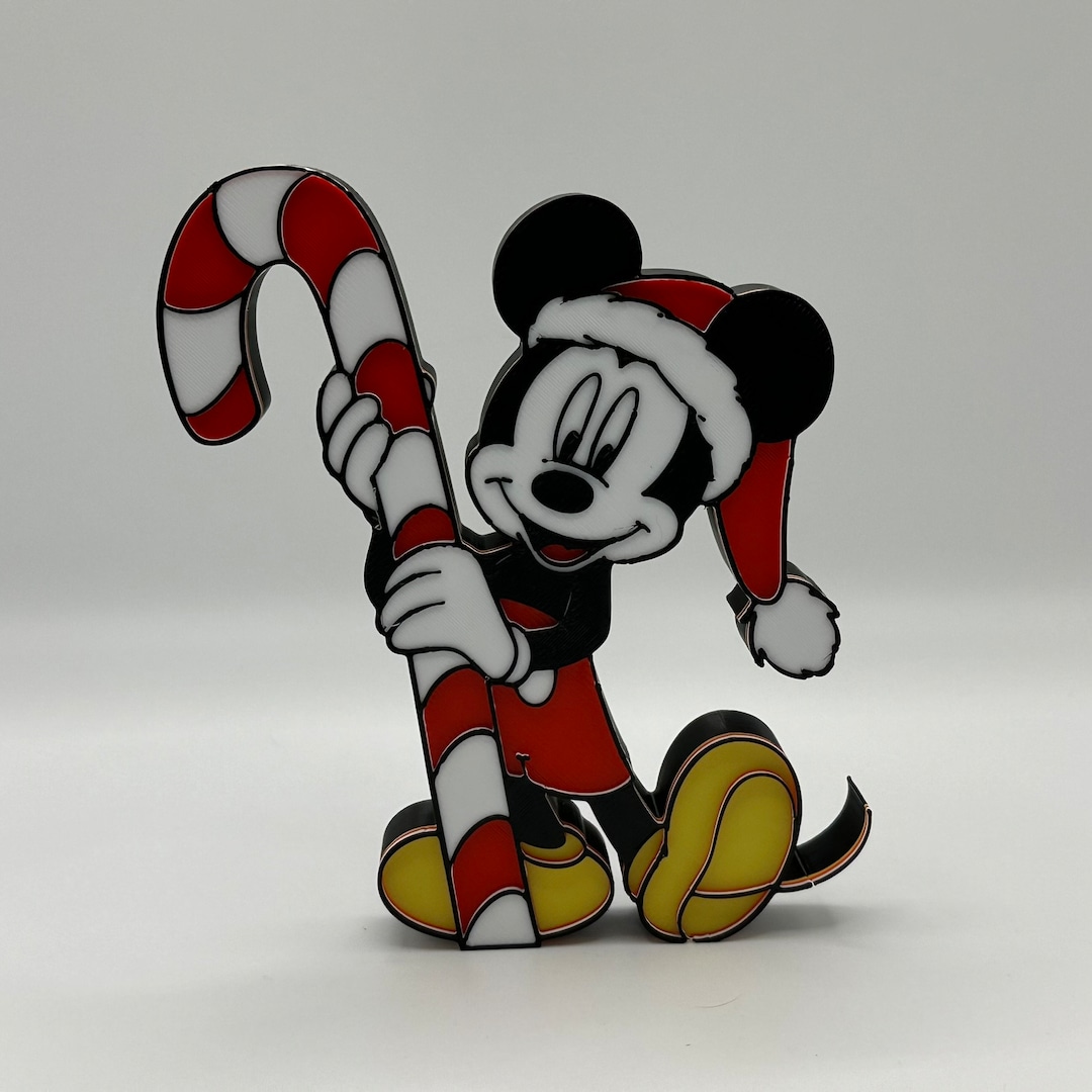 Mickey Mouse With Candy Cane Decoration 3d Printed - Etsy
