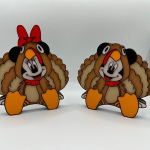 Thanksgiving Mickey or Minnie Mouse Turkey Decorations 3d Printed - Etsy