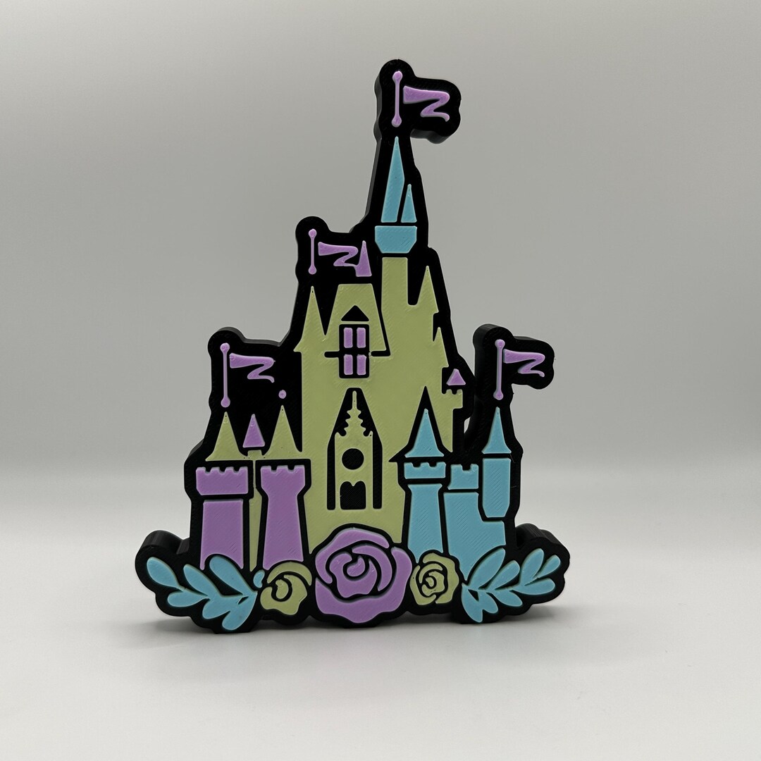 Pastel Flower Themed Disney Castle Decoration 3d Printed - Etsy