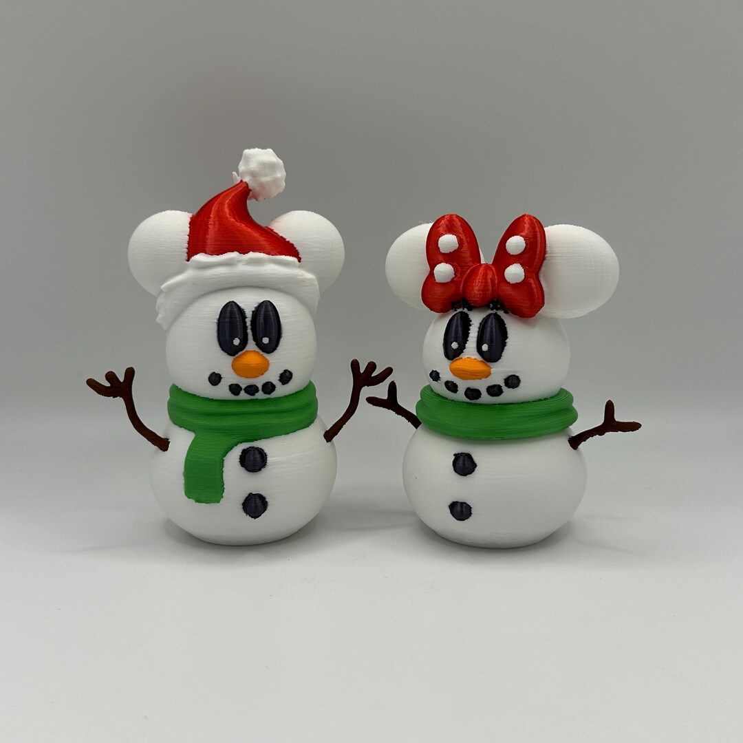 Mickey and Minnie Mouse Snowman Decorations 3d Printed - Etsy Portugal