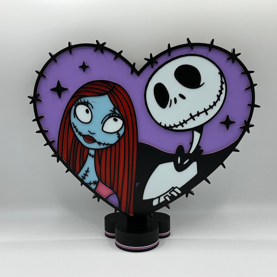Jack Skellington and Sally Heart Decoration 3d Printed - Etsy