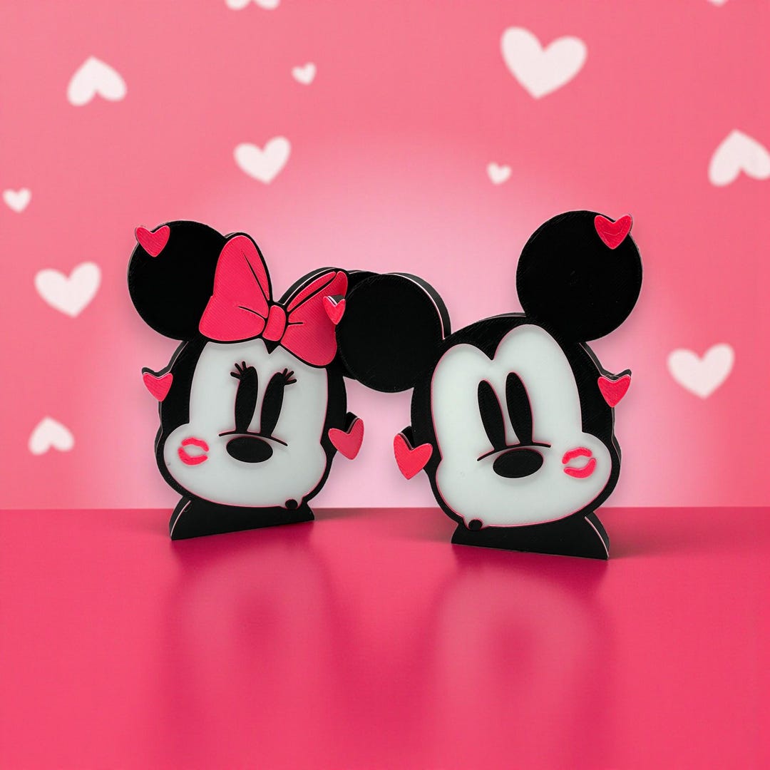 Mickey or Minnie Kiss on the Cheek Standing Valentines Day Decoration ...