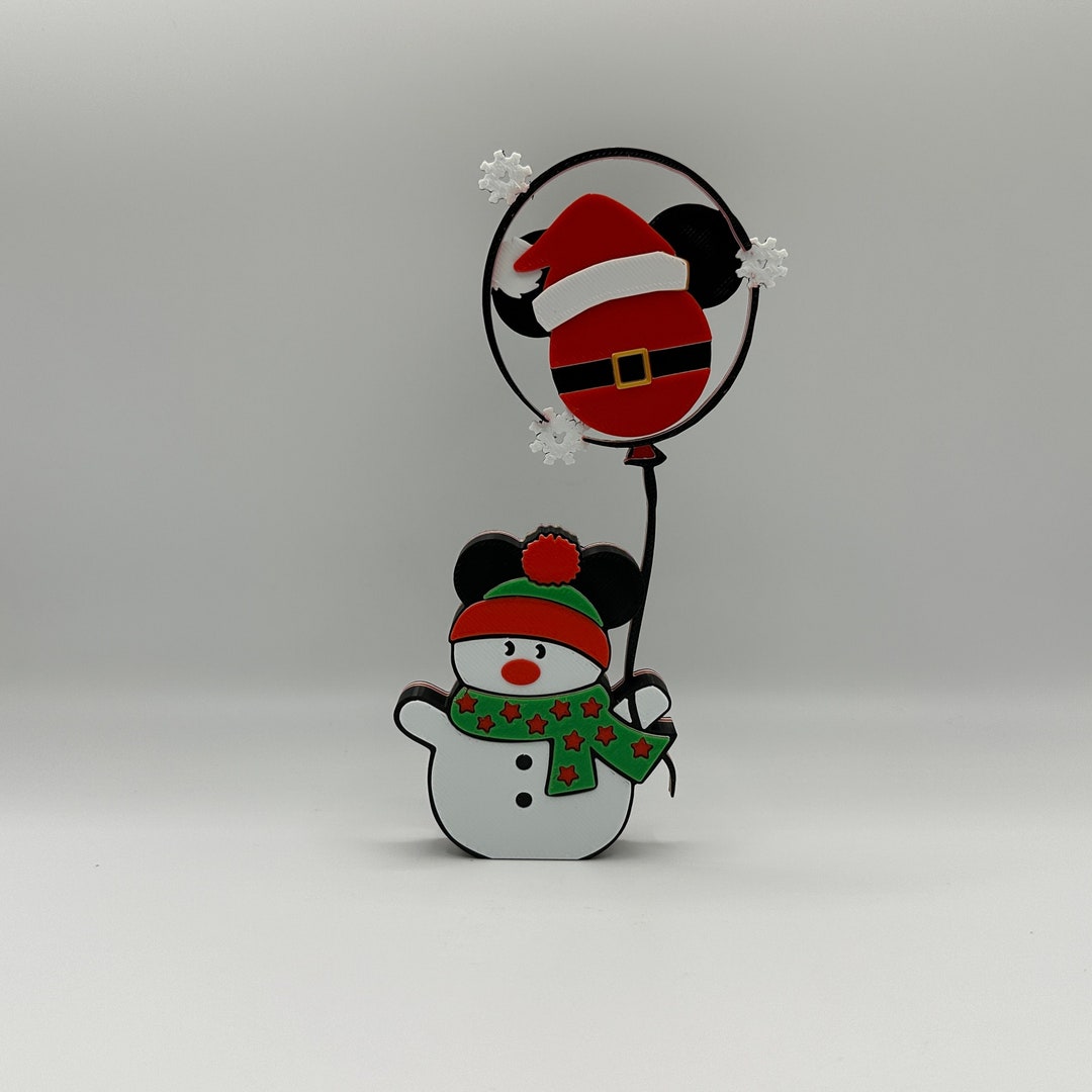 Mickey Snowman With Balloon Christmas Decoration 3d Printed - Etsy