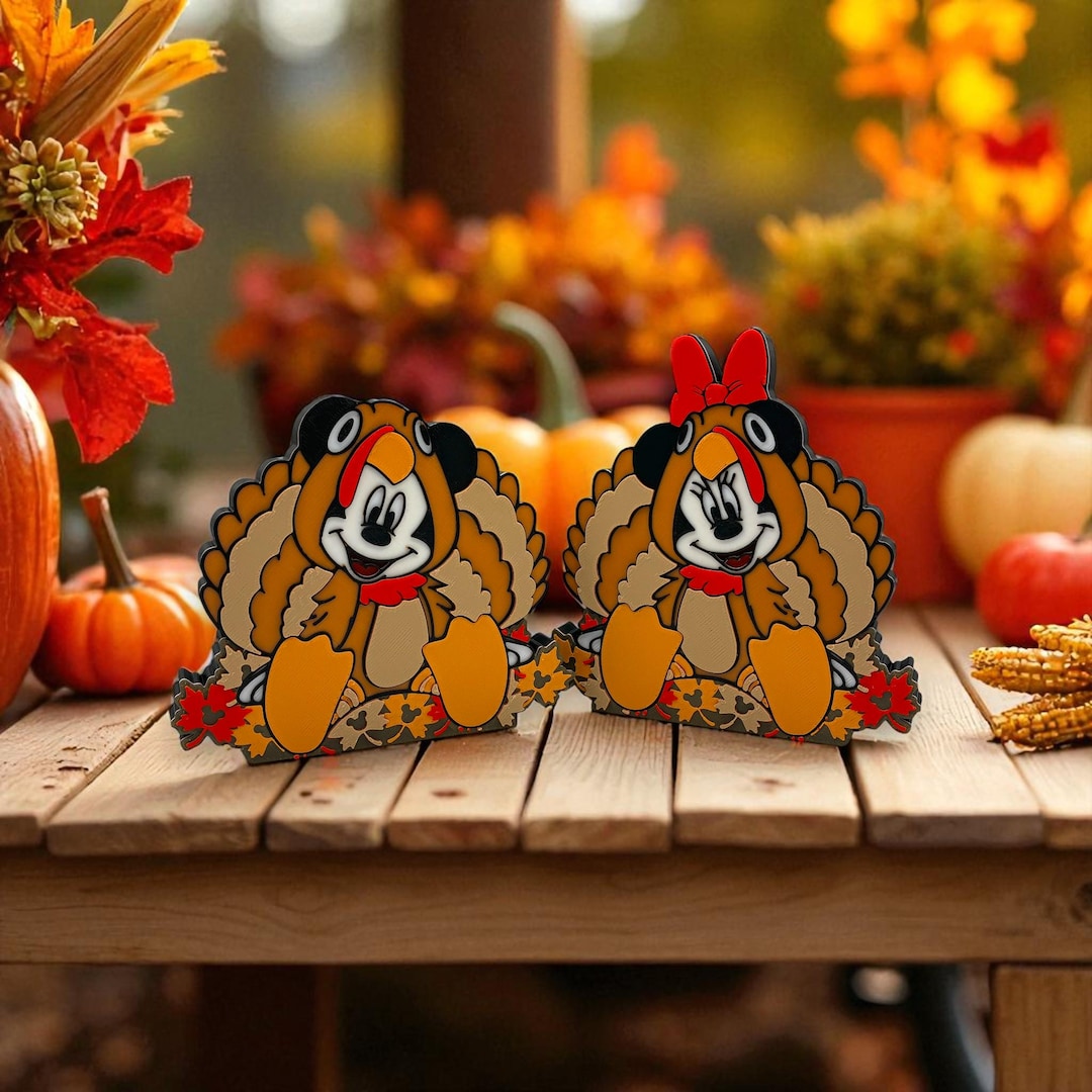 Thanksgiving Mickey or Minnie Mouse Turkey Decorations 3d Printed - Etsy