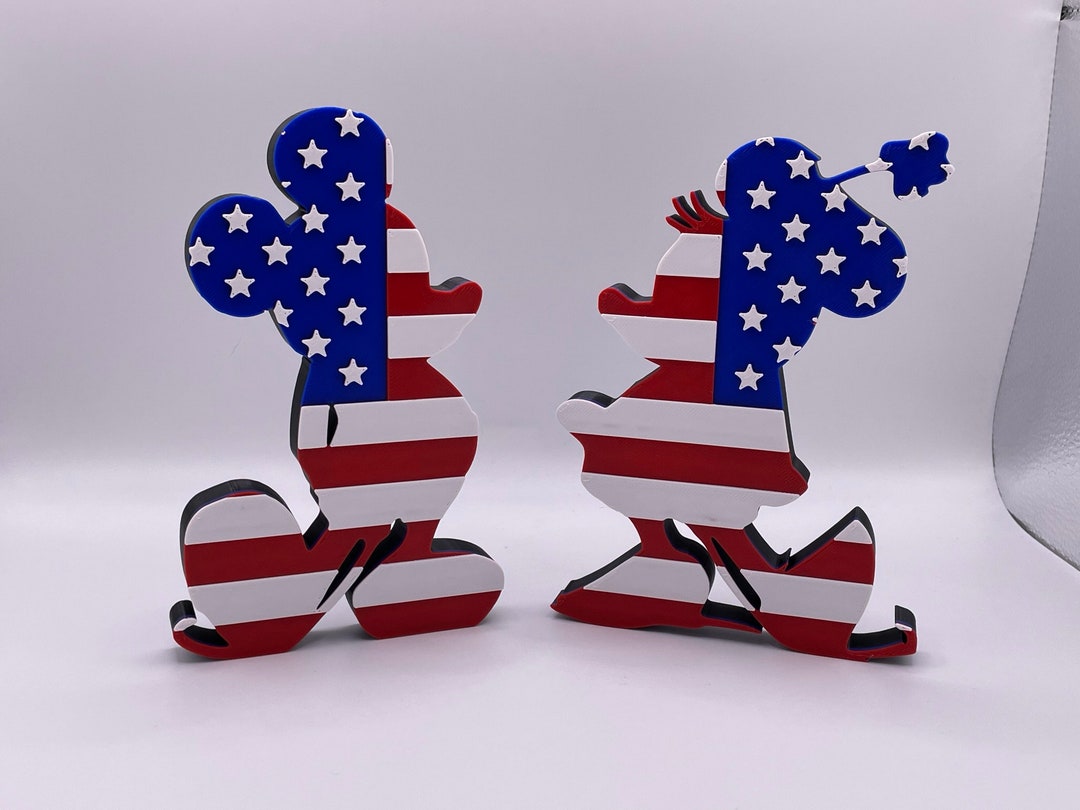 Standing Mickey or Minnie Patriotic Flag Figures 3d Printed - Etsy