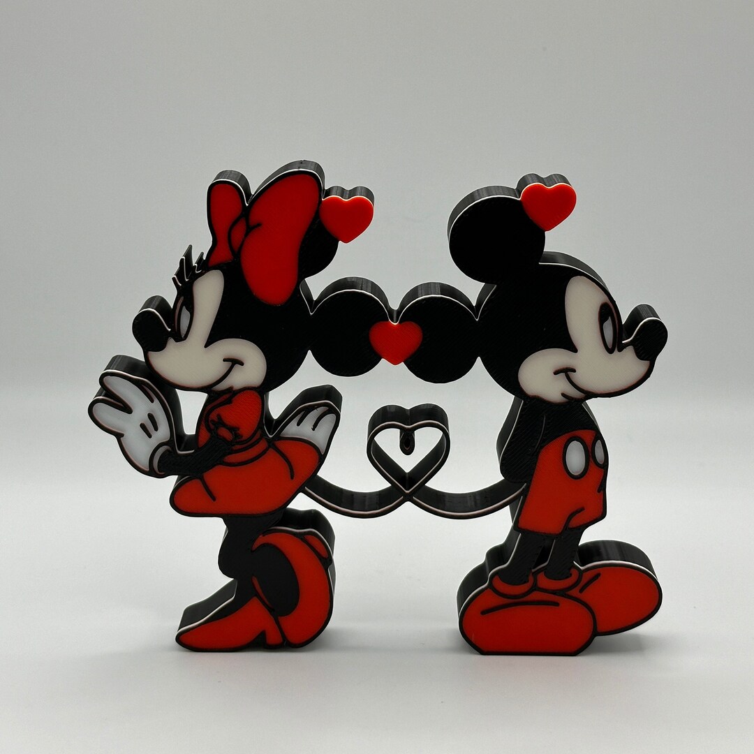 Mickey and Minnie Mouse Heart Tail Valentine's Day Standing Decoration ...