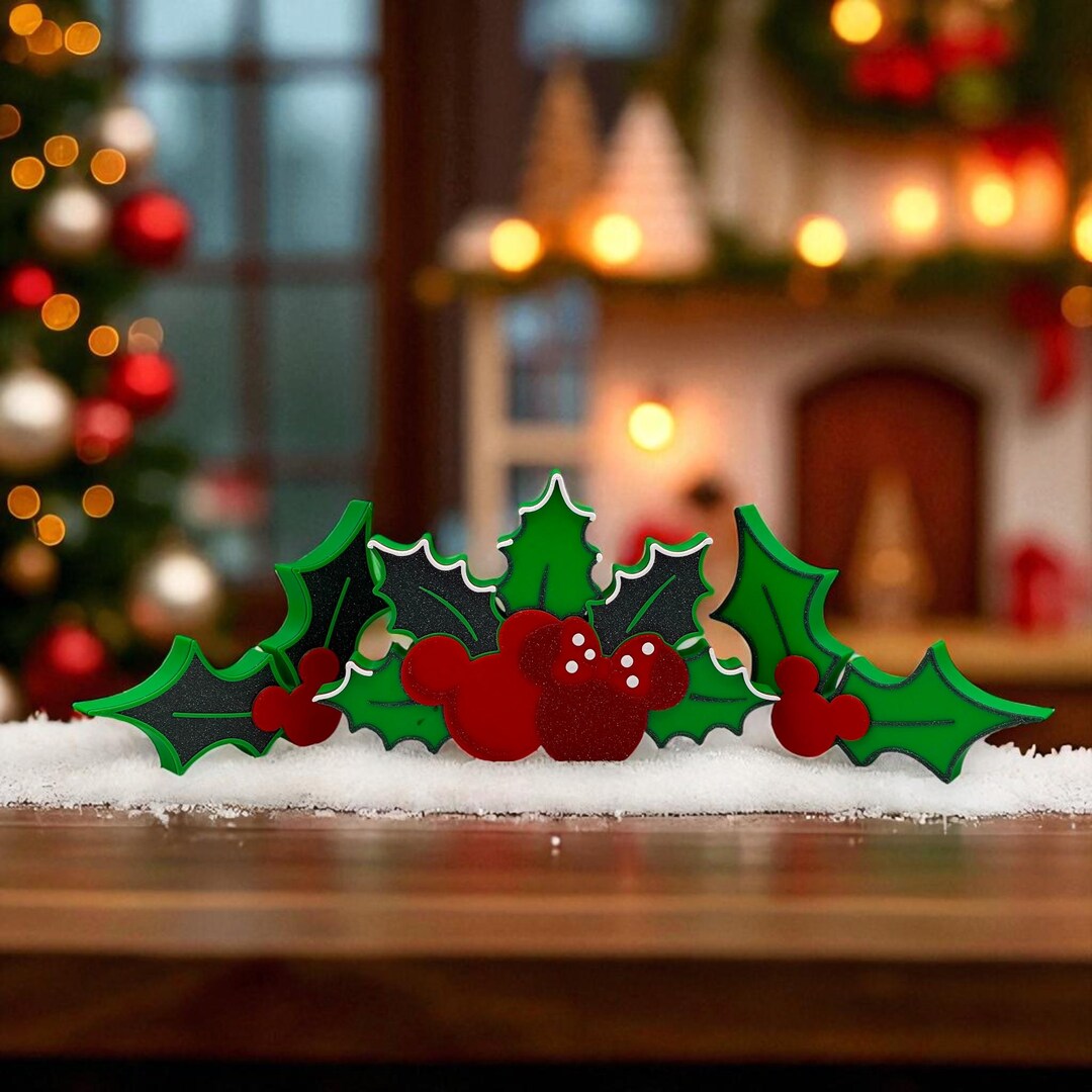 Mickey Icon Holly Christmas Decorations 3d Printed - Etsy