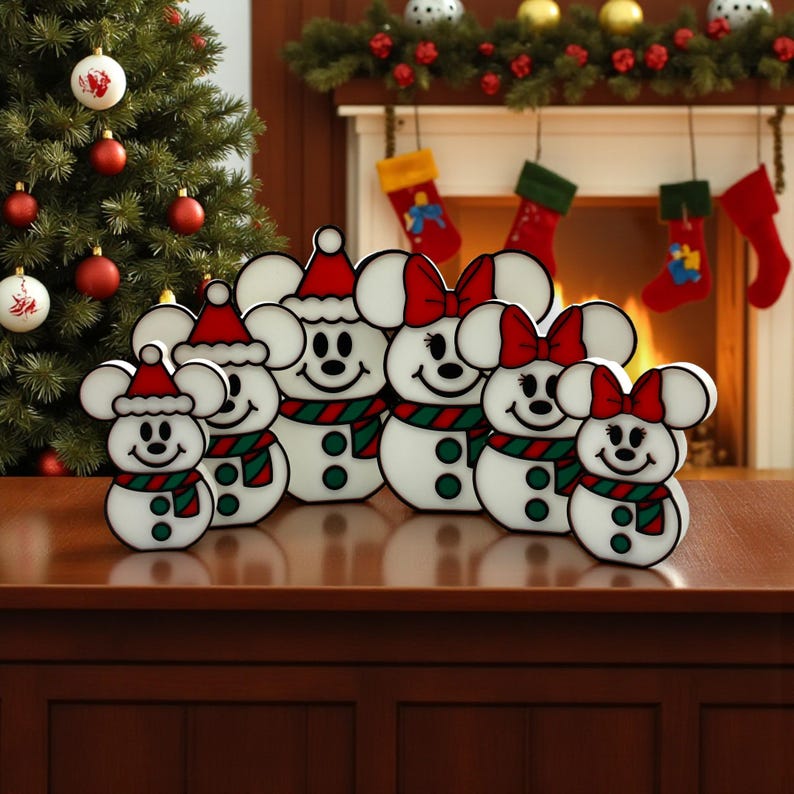 Mickey Mouse Themed Snowman Decorations 3d Printed - Etsy