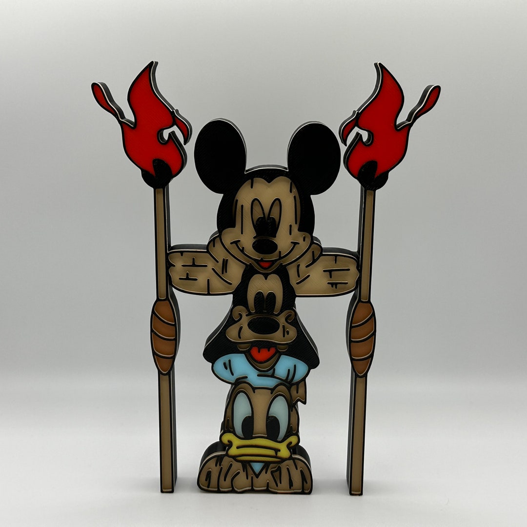 Mickey, Donald and Goofy Tiki Totem Themed Decoration 3d Printed - Etsy