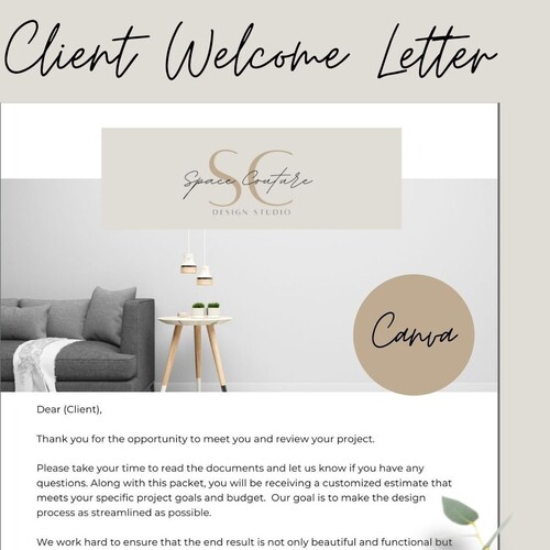 Client Welcome Letter/letterhead/design - Etsy