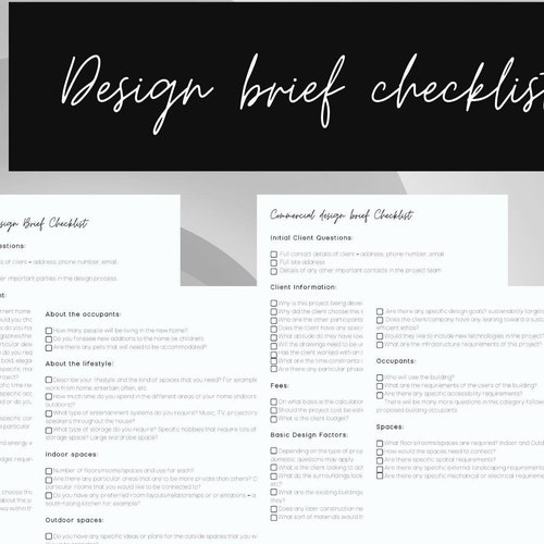 Interior Design Brief Checklist/ Architectural Brief/ Design | Etsy
