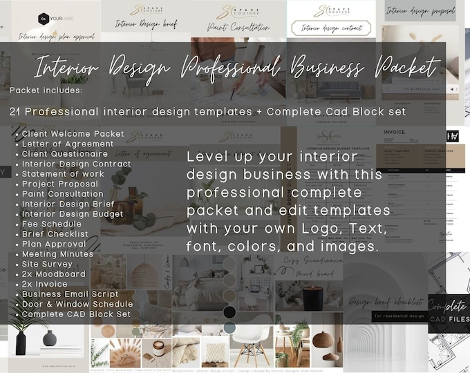 Interior Design Professional Business Packet Canva Template - Etsy