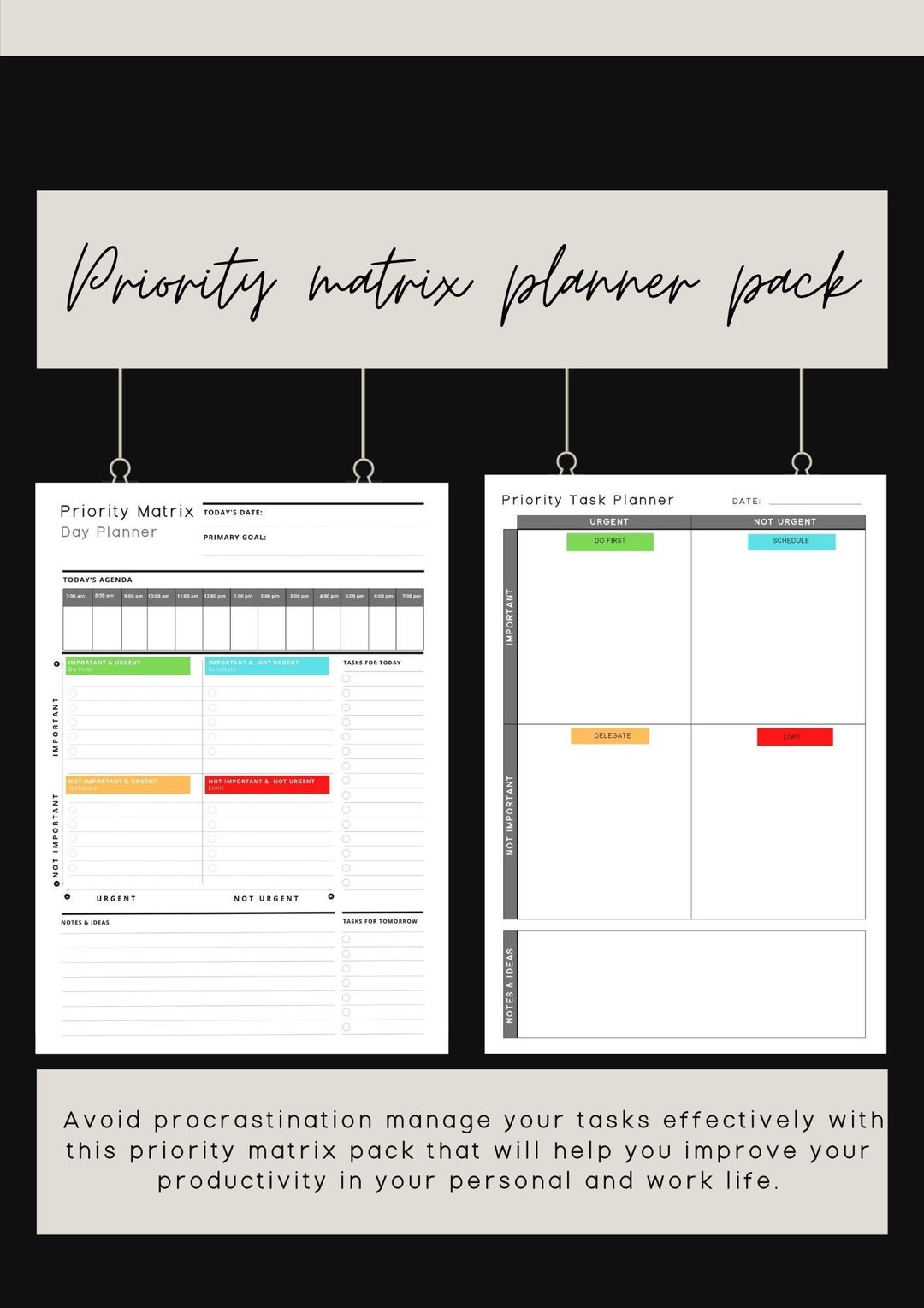 Daily Tasks, to Do List, Priority Matrix, Time Management Template ...