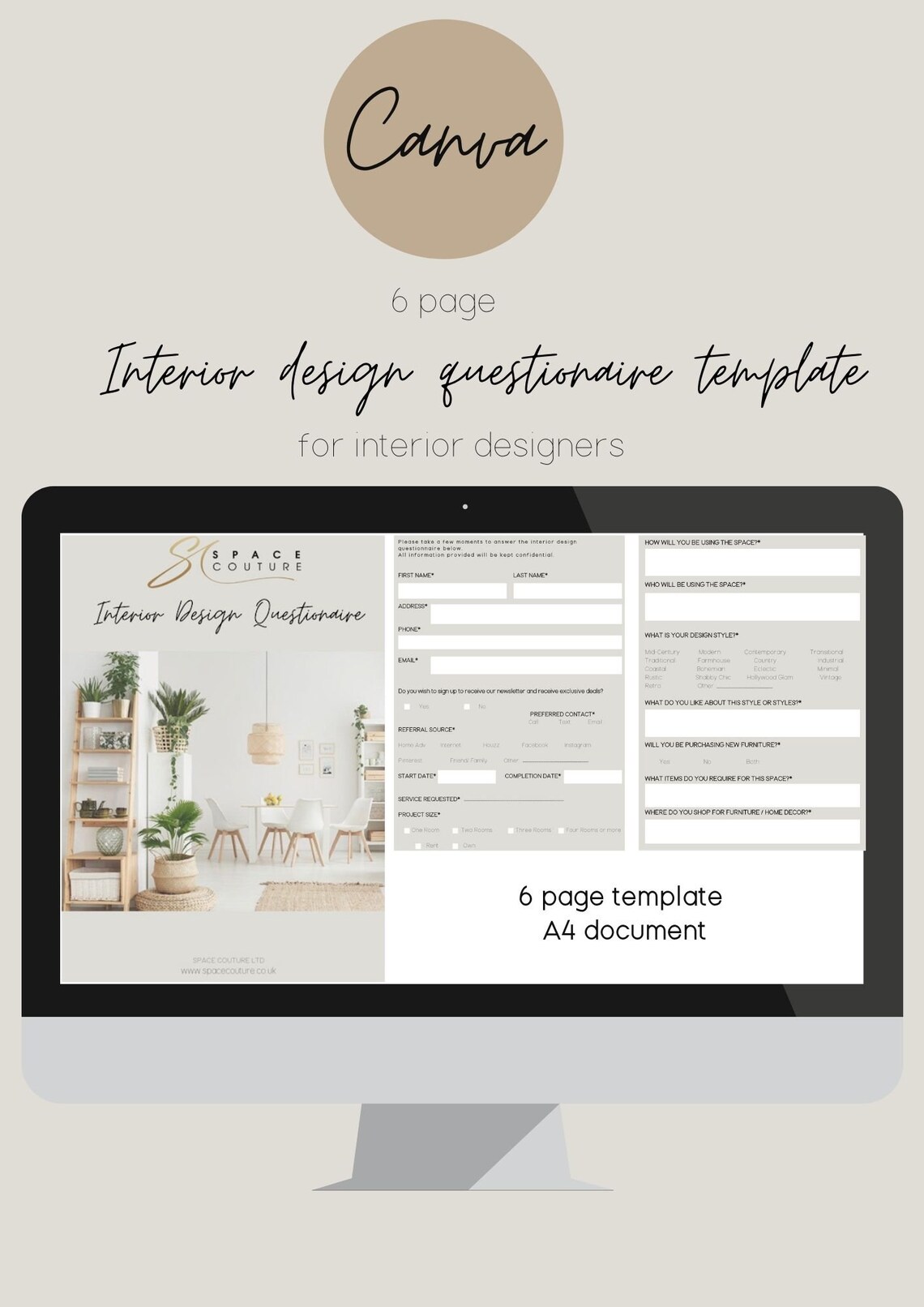 Client Questionnaire Canva Template, Client Intro, Questionnaire ...