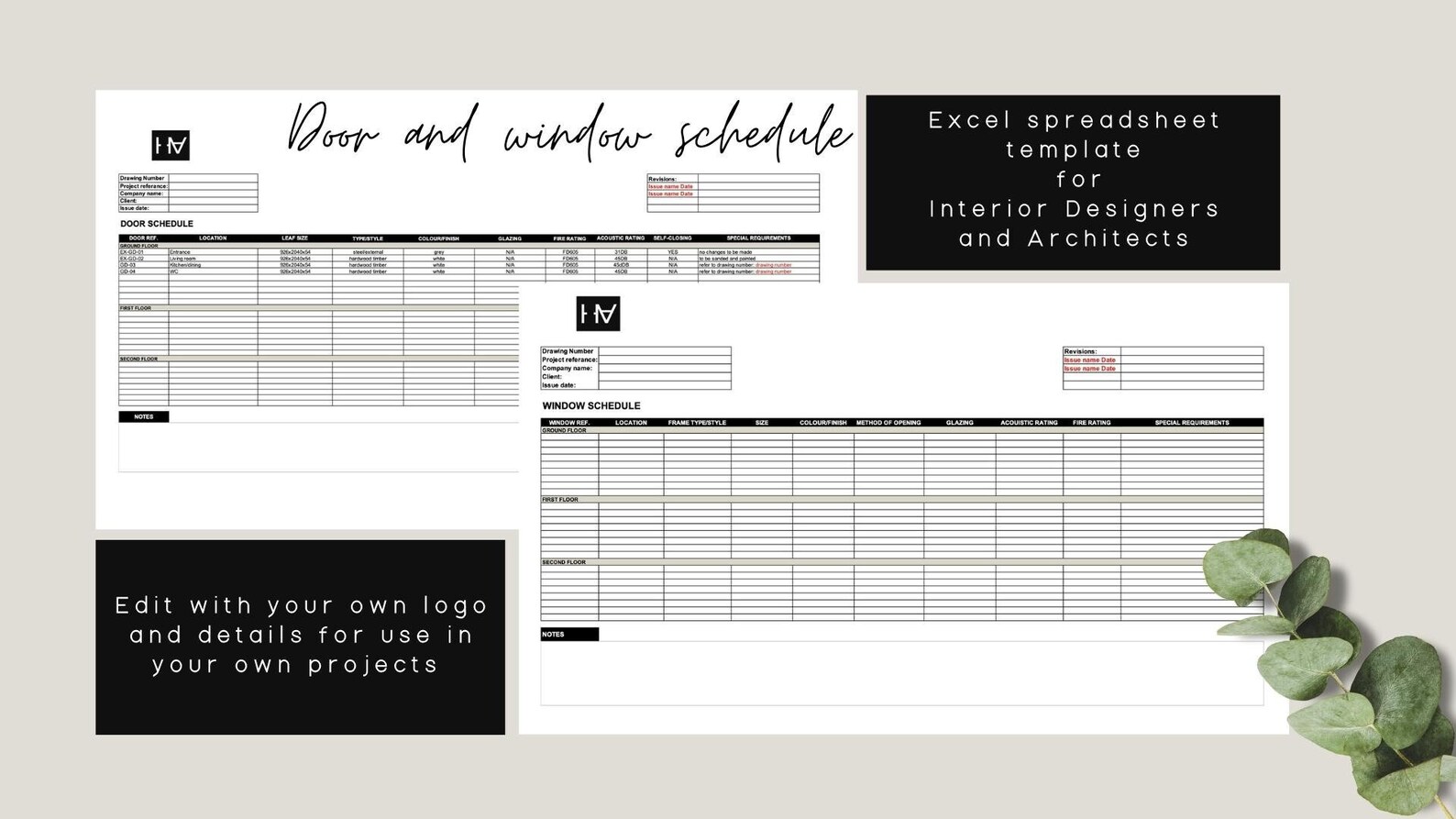 Door and Window Schedule/ Door Schedule Template/window Schedule ...