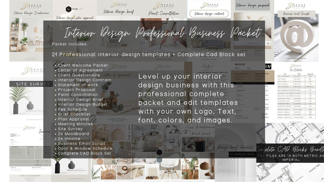 Interior Design Professional Business Packet, Canva Template, Interior ...