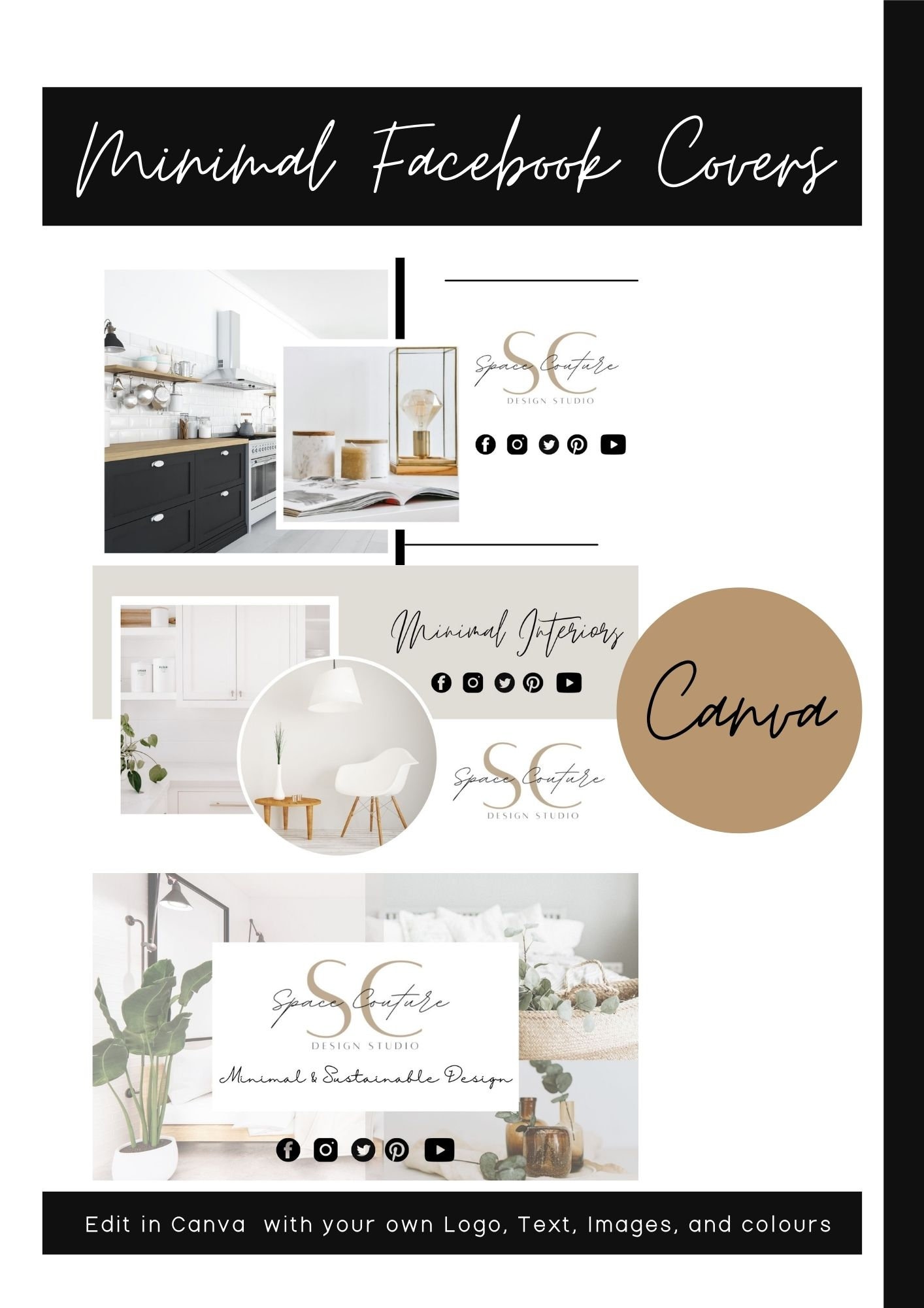 3 Facebook Cover Templates for Interior Design, Banner Photo Header ...