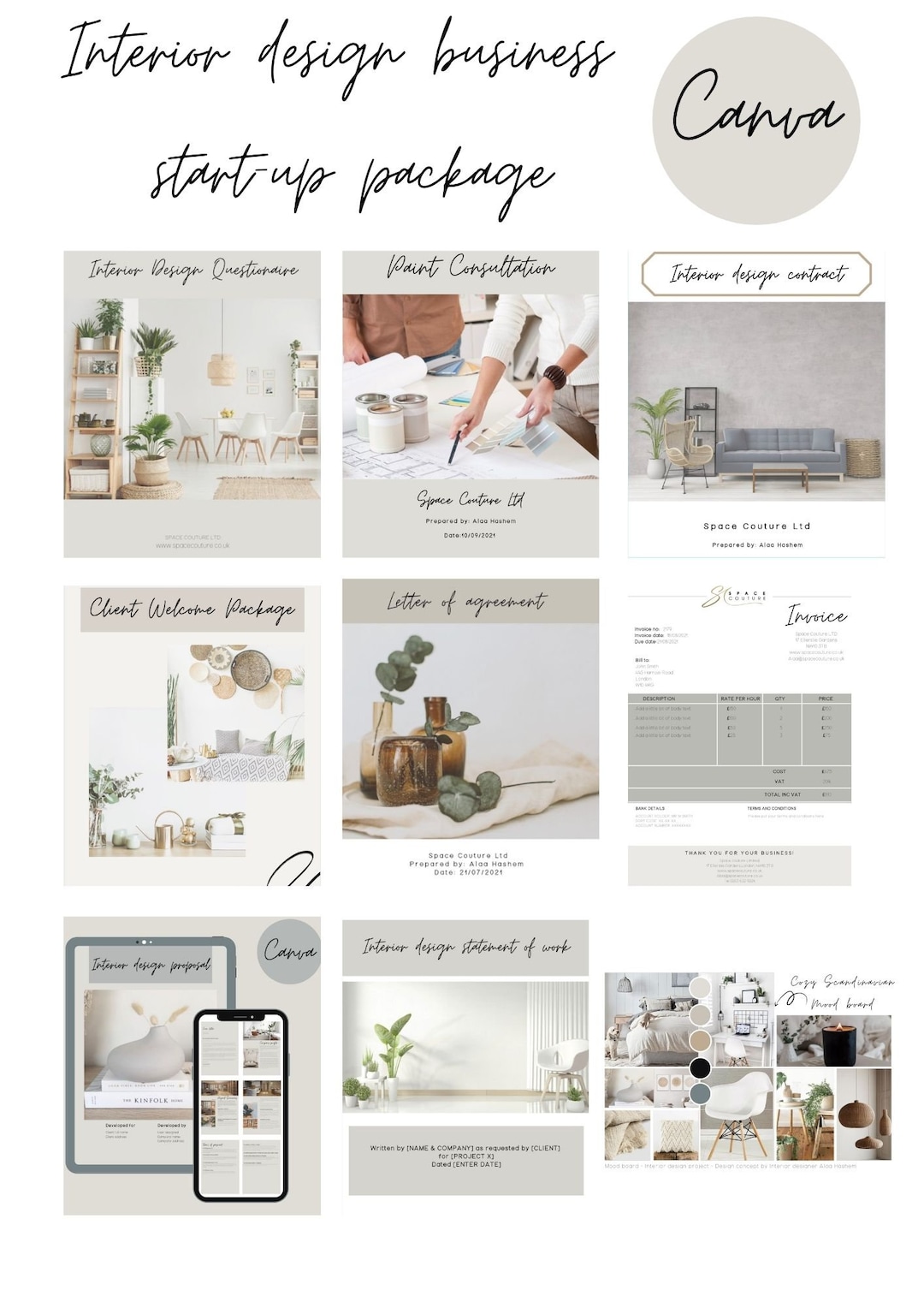 Interior Design Business Start up Packet, Canva Template, Interior ...
